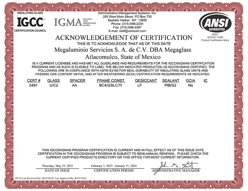 Certification | MegaGlass | SGCC, Guardian Select SAINT-GOBAIN, Vitro ...