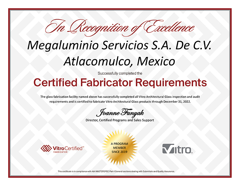 Certification | MegaGlass | SGCC, Guardian Select SAINT-GOBAIN, Vitro ...